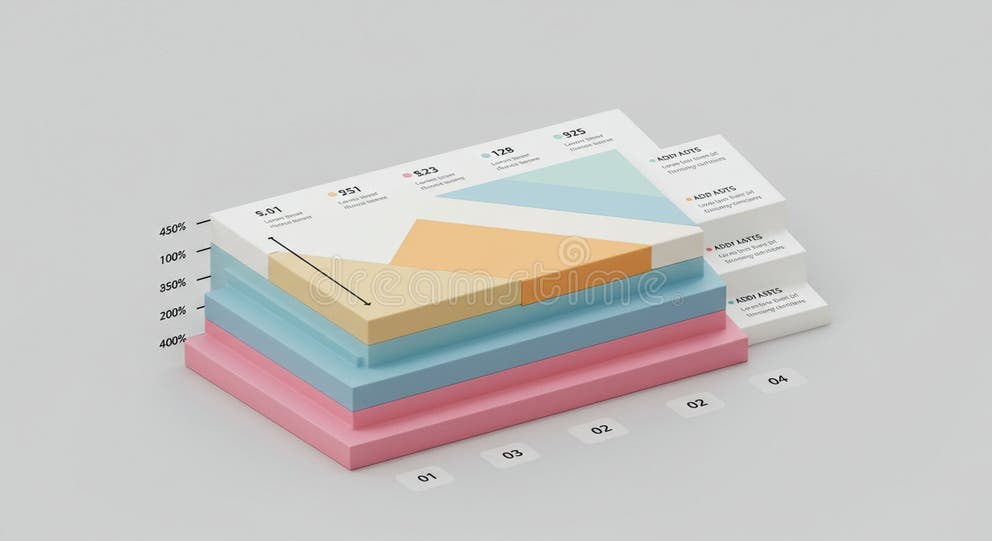 Three-dimensional Layered Bar Graph Showing Four Stacked Sections in ...
