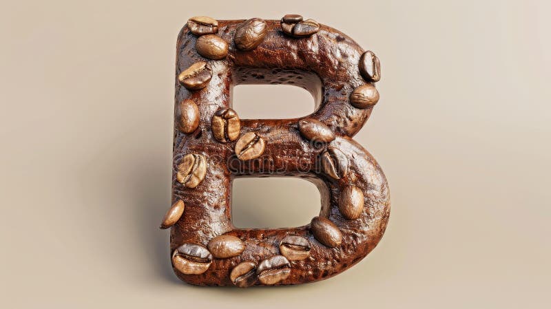3D Rendered Letter B Shaped Like a Coffee Bean with Realistic Detailing ...