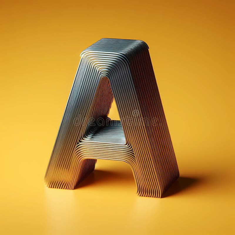 3D Metal Letter a in Silver Color on a Gold Background Stock Vector ...