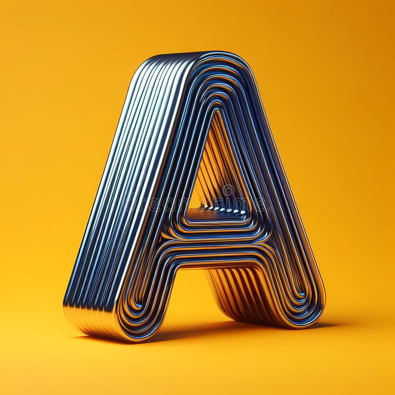 3D Metal Letter a in Silver Color on a Gold Background Stock Vector ...