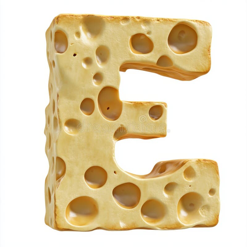 A Three-dimensional Letter "E" Designed To Look Like a Block of Cheese ...