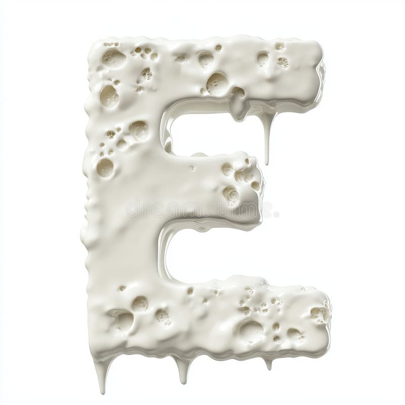 A Three-dimensional Letter "E" Made of a Creamy Substance with Holes ...
