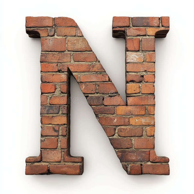 A Three-dimensional Letter "N" Made of Textured Brick, Showcasing a ...