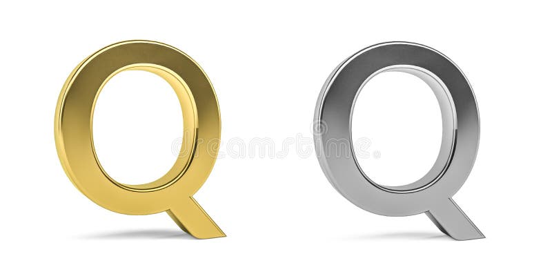 Three Dimensional Letter Q Made in Two Types of Materials - Gold ...