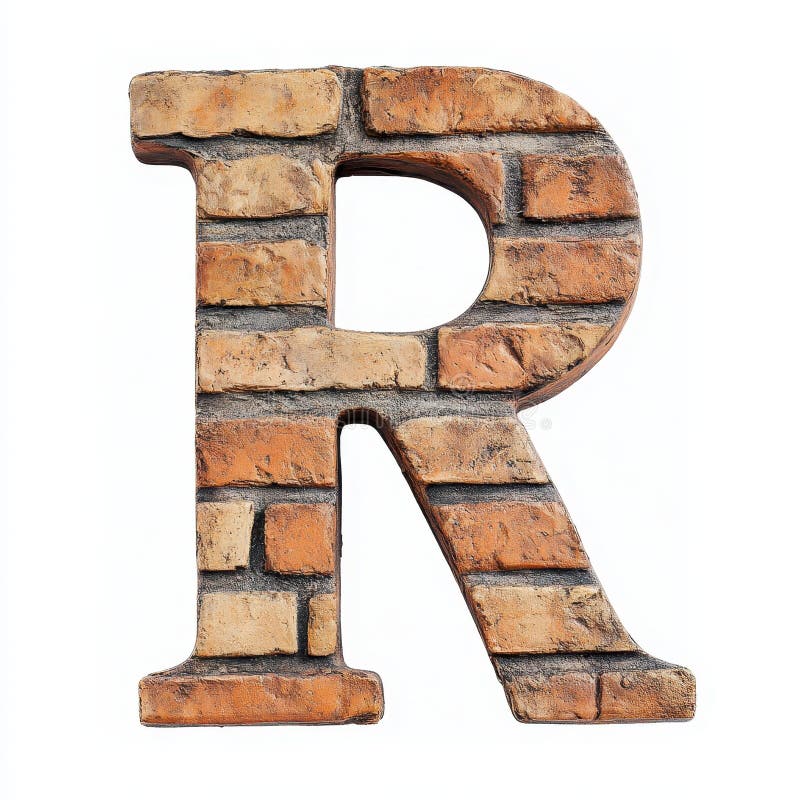 A Three-dimensional Letter R Designed To Resemble Brickwork Stock ...