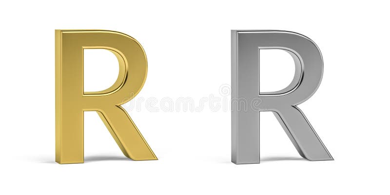 Three Dimensional Letter R Made in Two Types of Materials - Gold ...