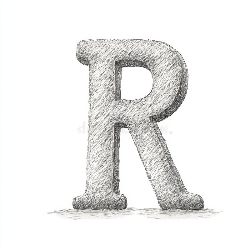 A Three-dimensional Letter "R" with a Textured, Shaded Appearance Stock ...