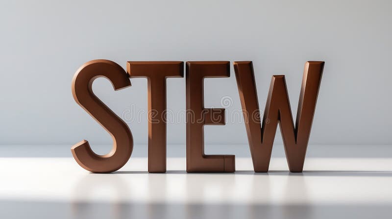 Three-dimensional Lettering of the Word Stew in Warm Brown Color on a ...