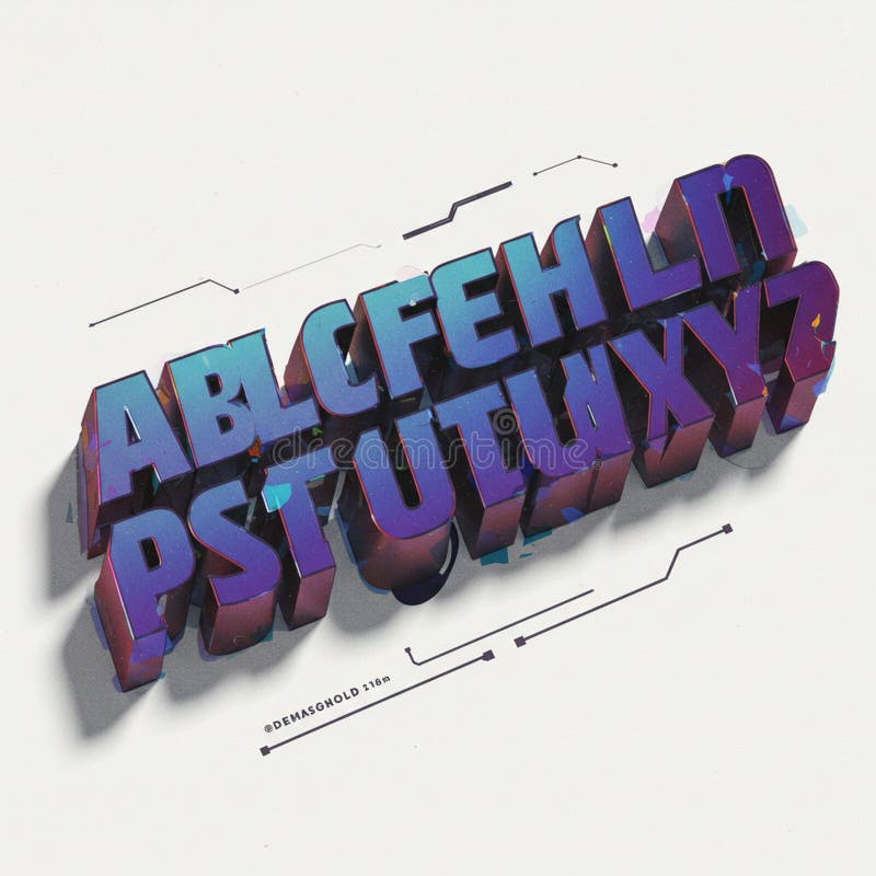 Three-dimensional Letters Form a Colorful, Compact Block on a White ...