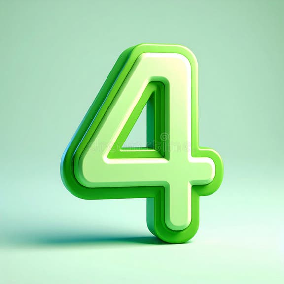 Three Dimensional Light Green Number Four Stock Illustration ...