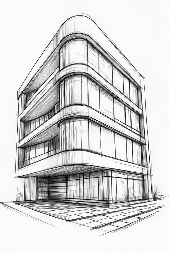Three-dimensional Line Art Representation of Architectural Design Stock ...