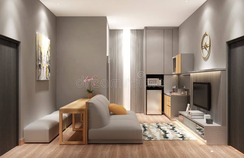 Three Dimensional Luxury and Modern Living Room Interior Design Concept ...