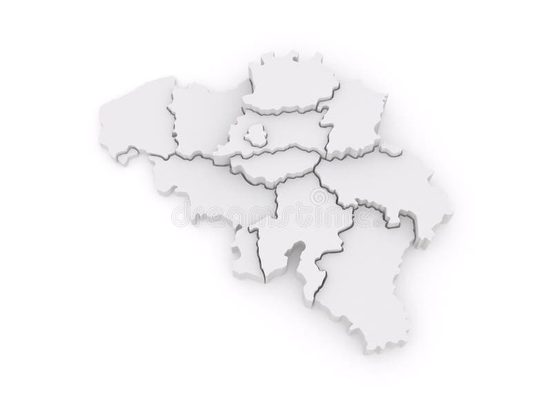 Three-dimensional Map of Belgium. Stock Illustration - Illustration of ...