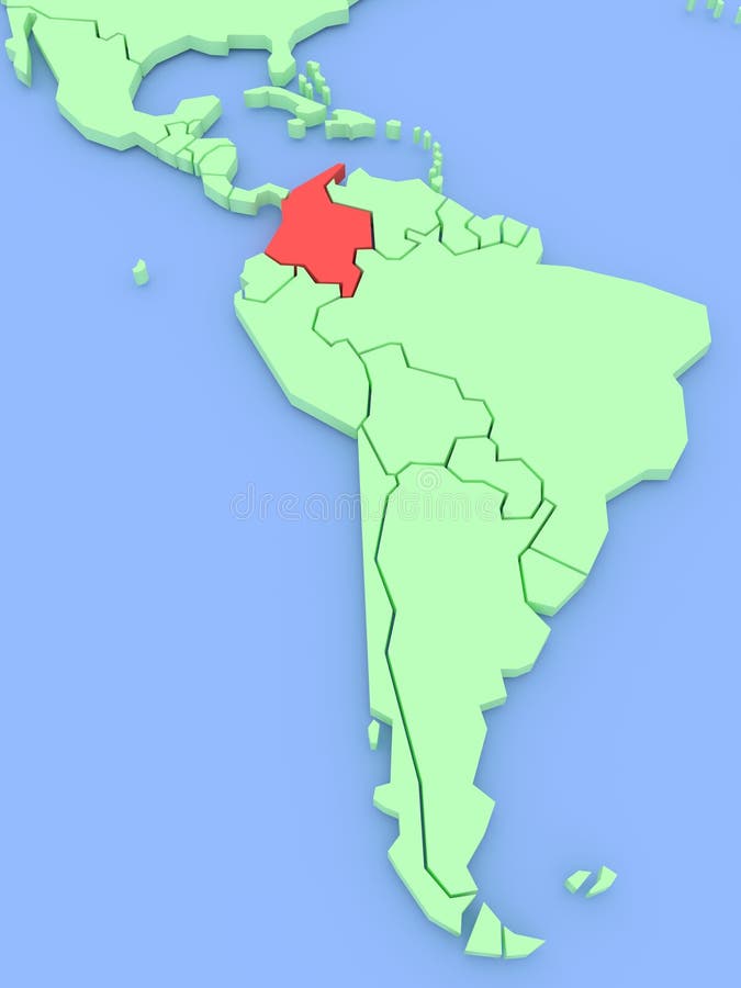 Three-dimensional Map of Colombia Isolated. 3d Stock Illustration ...