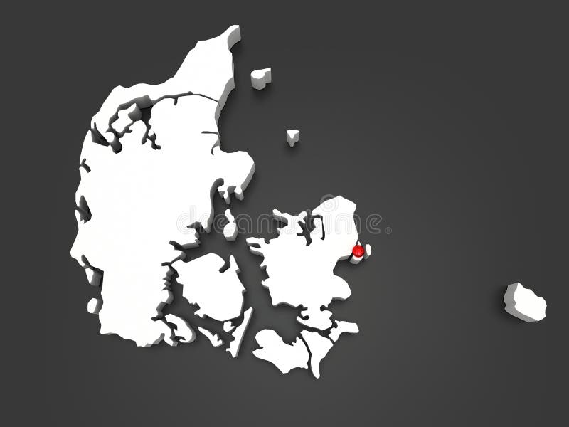 Three-dimensional Map of Denmark. Stock Illustration - Illustration of ...