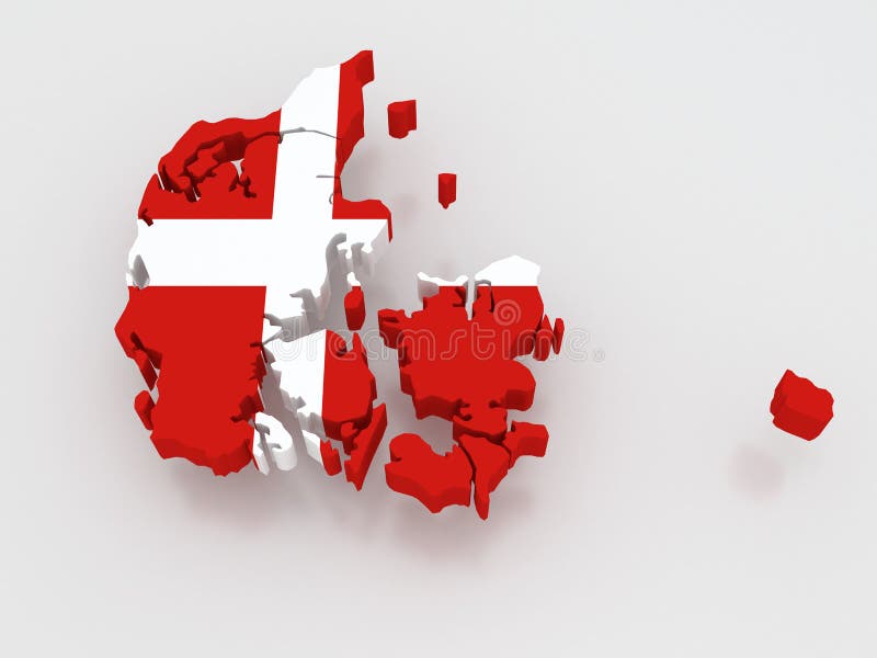 Denmark map 3d vector stock illustration. Illustration of reflection ...
