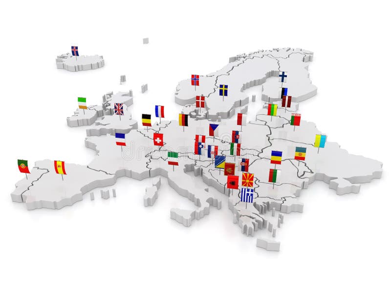 Three-dimensional Map of Europe. Stock Illustration - Illustration of ...