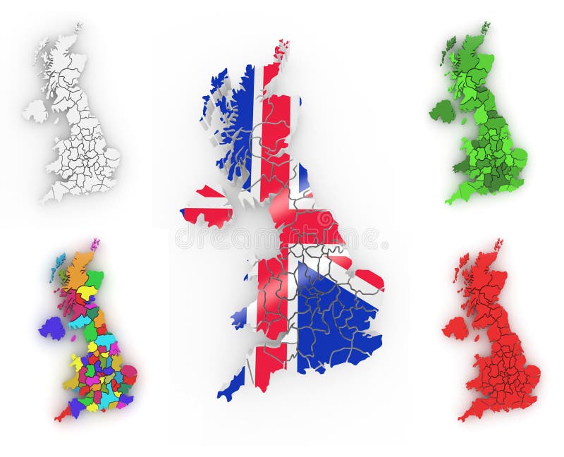 Three-dimensional Map of Great Britain Stock Illustration ...