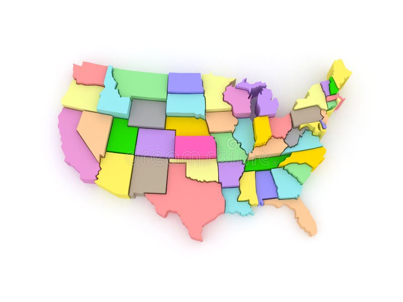 Three-dimensional Map of USA. Stock Illustration - Illustration of ...