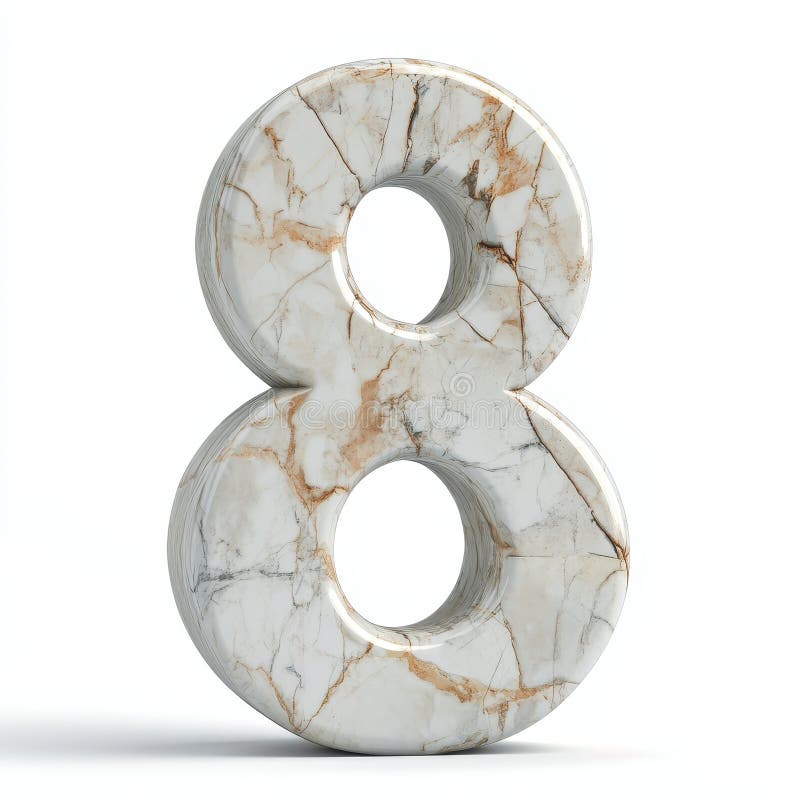A Three-dimensional Marble Number 8 with a Glossy Finish and Intricate ...
