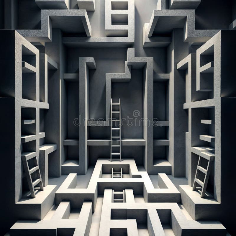 Three Dimensional Maze with Interconnected Pathways and Ladders Stock ...