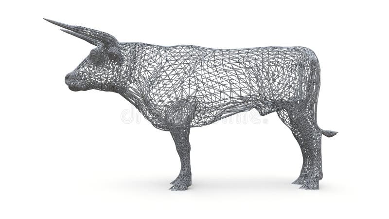 Three-dimensional Mesh Model of a Bull. the Static Figure of a Calm ...