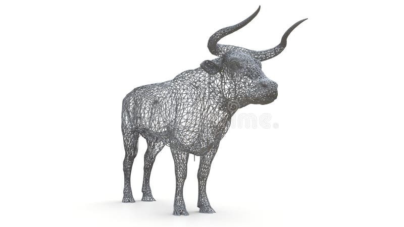 Three-dimensional Mesh Model of a Bull. the Static Figure of a Calm ...