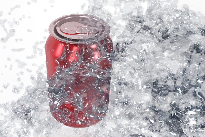 Three-dimensional Metallic Beverage Container Can Floating between ...