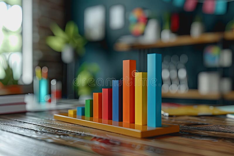 Three Dimensional Mockup Charts Showing Financial Data and Business ...