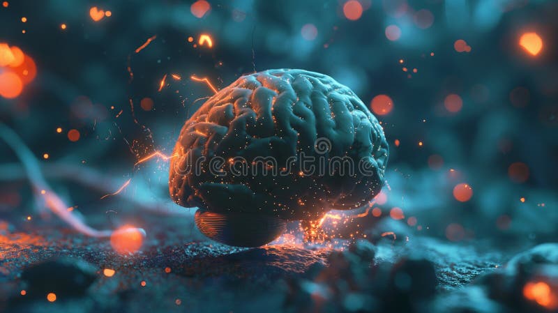 Three-dimensional Model of the Human Brain Stock Illustration ...