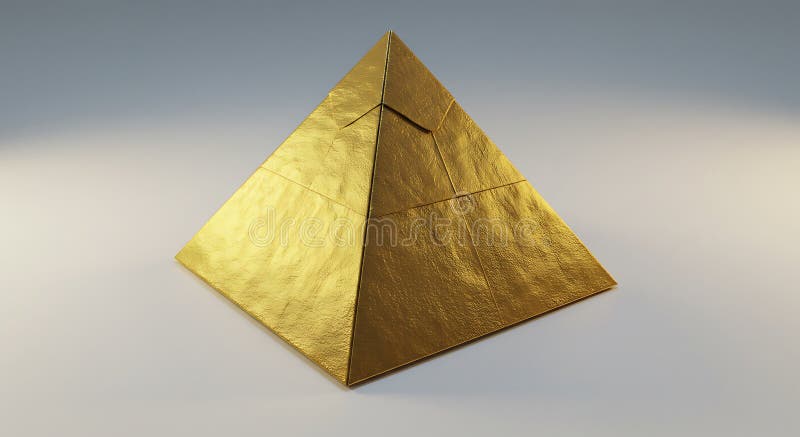 A Three-dimensional Model of a Pyramid with a Reflective Gold-like ...