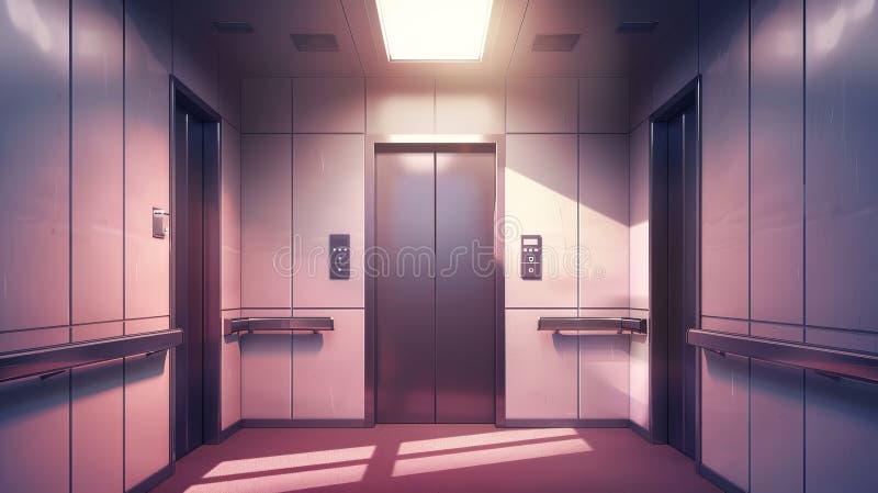 Three-dimensional Modern Illustration of a Realistic Elevator Interior ...