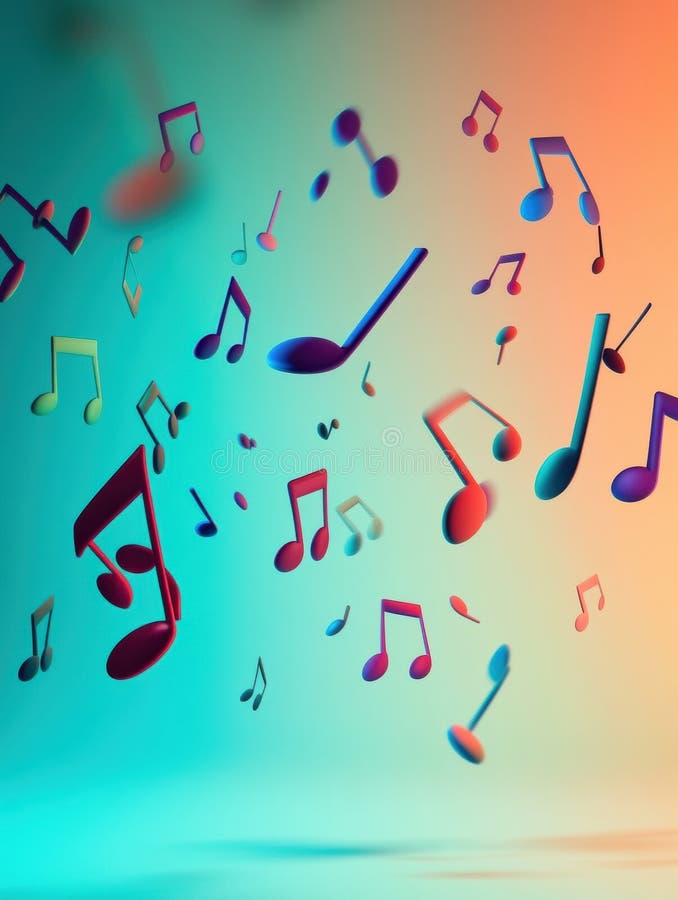 Colorful 3D Music Notes Floating in Vibrant Hues of Turquoise and Peach ...