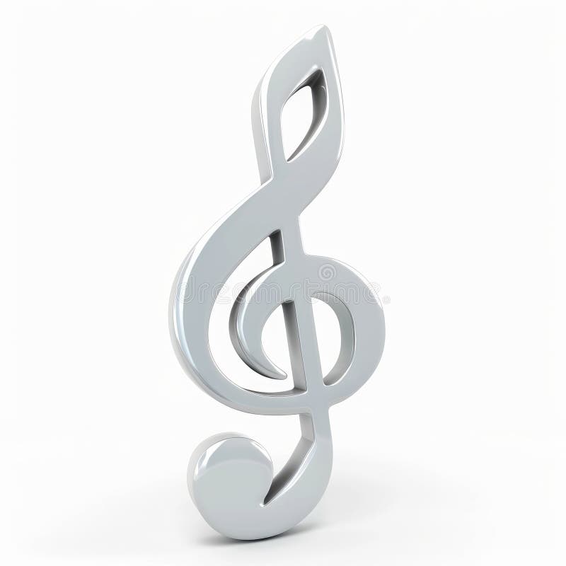Sleek Silver Treble Clef Symbol: 3D Render Stock Illustration ...