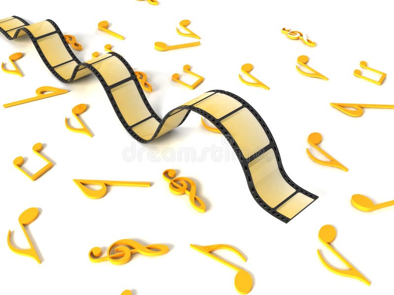 Three Dimensional Negative Roll and Musical Notes Stock Illustration ...