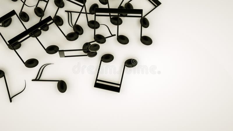 Three-dimensional Notes are Scattered on a White Background. Musical ...