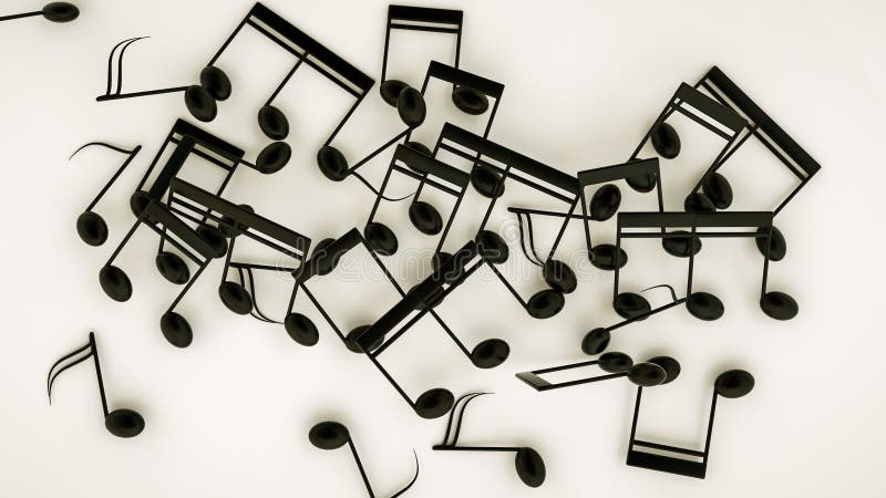 Three-dimensional Notes are Scattered on a White Background. Musical ...
