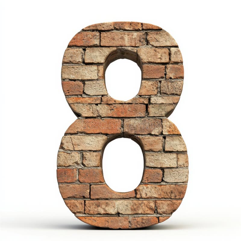 A Three-dimensional Number 8 Designed with a Brick Texture Stock ...