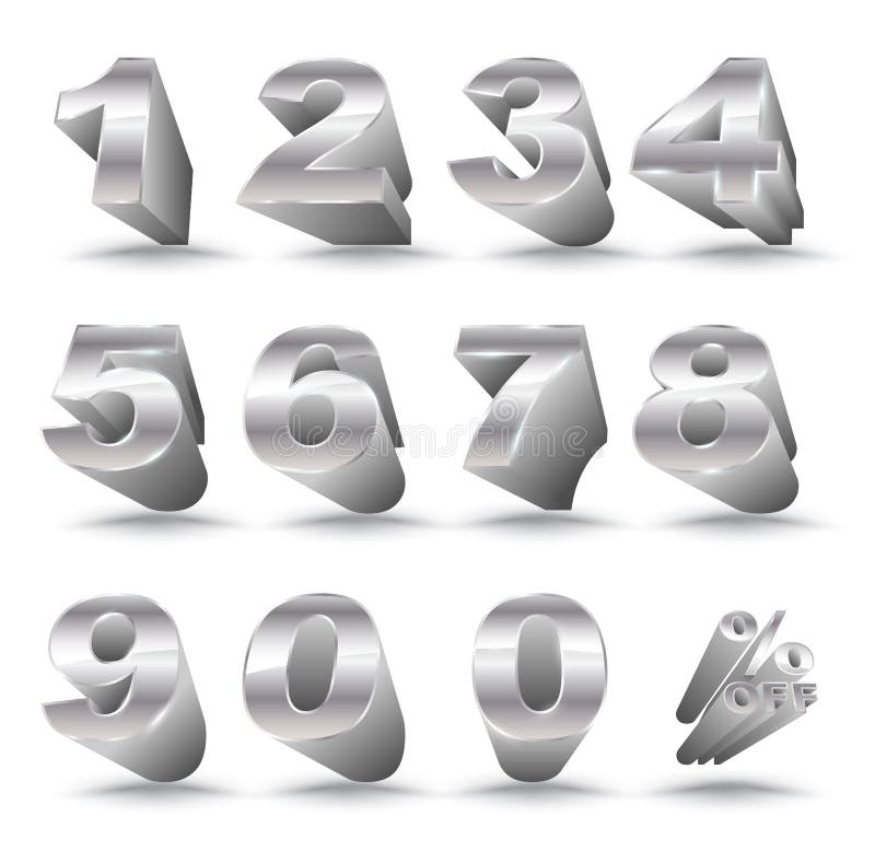 Three-dimensional Number Set 0-9 with Percent Off. Stock Vector ...