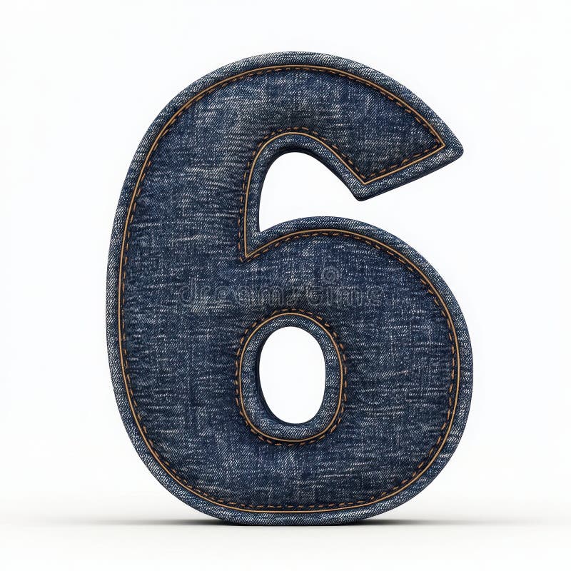 A Three-dimensional Number Six Designed with a Denim Texture and ...