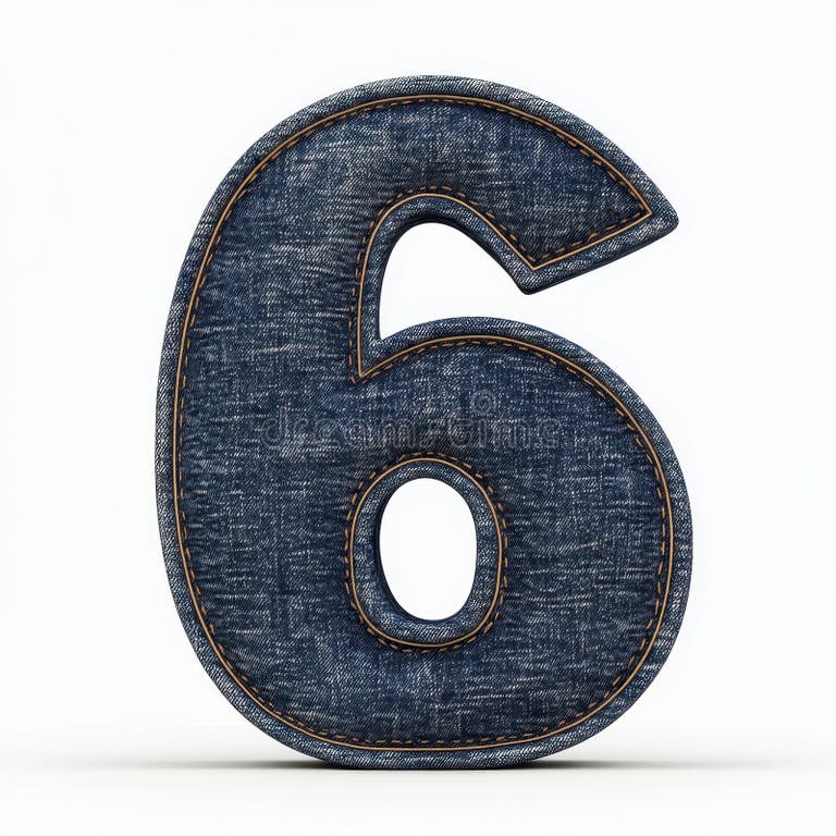 A Three-dimensional Number Six Designed with a Denim Texture and ...