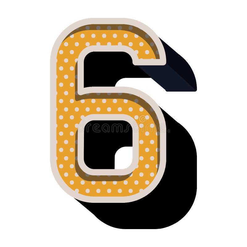 Three-dimensional Number Six Dotted in Yellow Color Stock Illustration ...