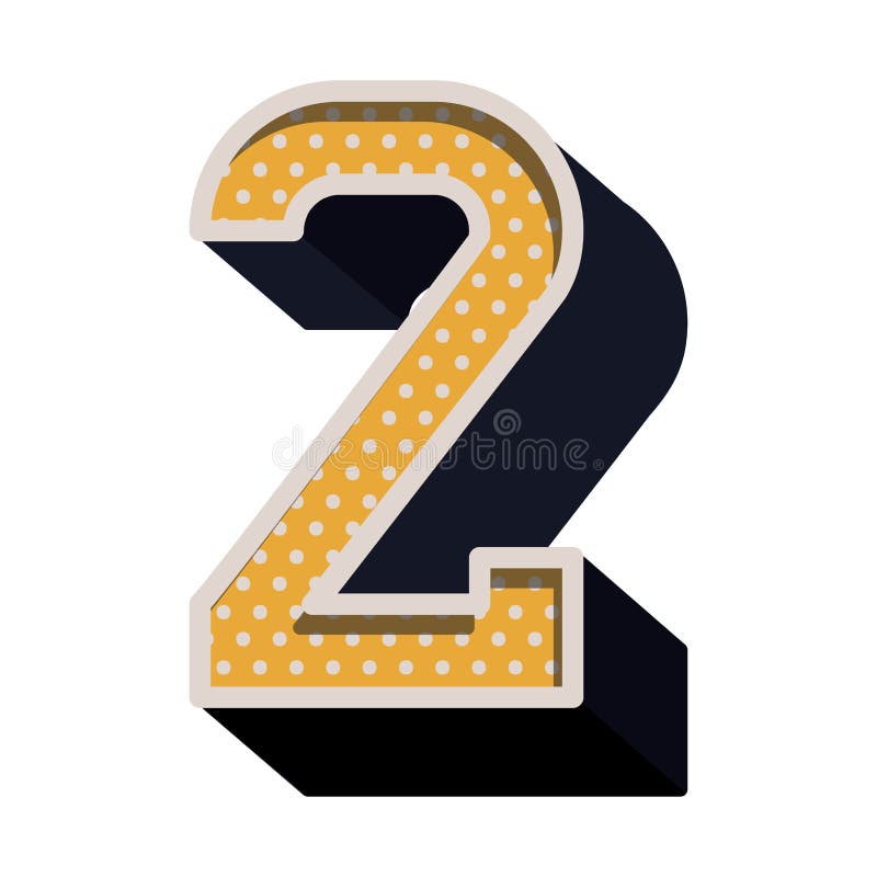 Three-dimensional Number Two Dotted in Yellow Color Stock Illustration ...