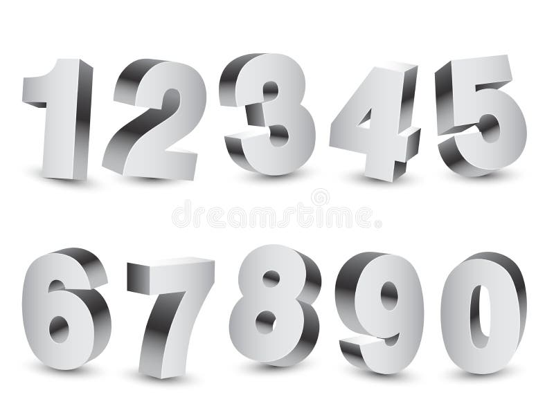 Three-dimensional Numbers stock vector. Illustration of white - 56901878