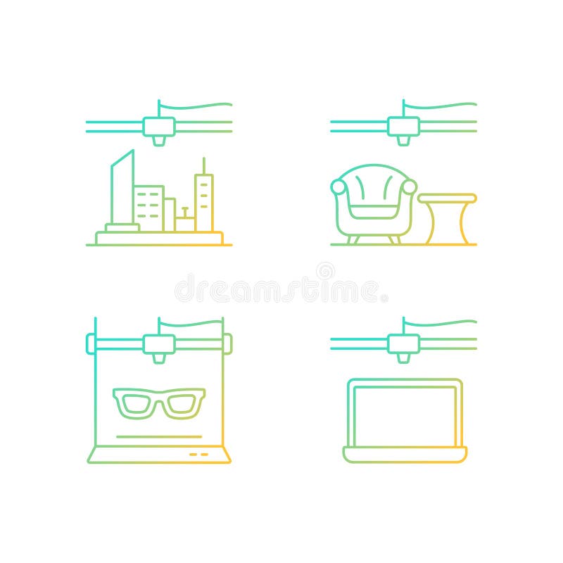 Building 3d Objects Process RGB Color Icons Set Stock Vector - Illustration of jewelry, printing ...