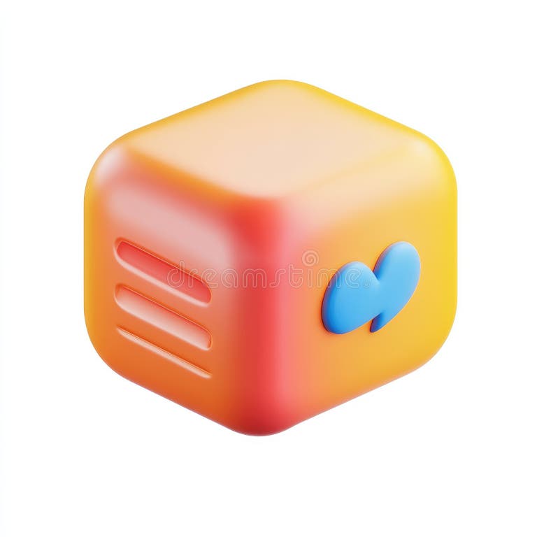 Orange and Blue 3D Cube with Heart Icon: a Charming Social Media ...