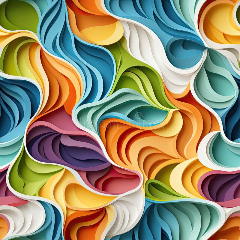 Three-dimensional Paper Art with Colorful Wavy Patterns (tiled) Stock ...