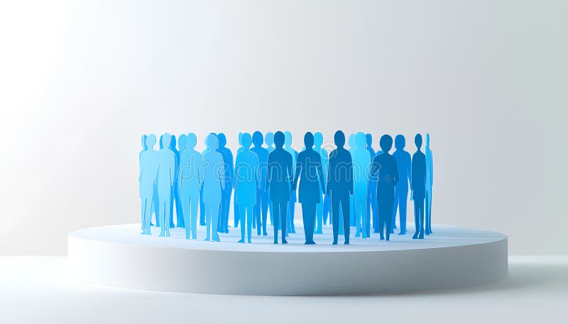 Three-dimensional Paper Cutouts of People in Blue Shades Form a Unity ...