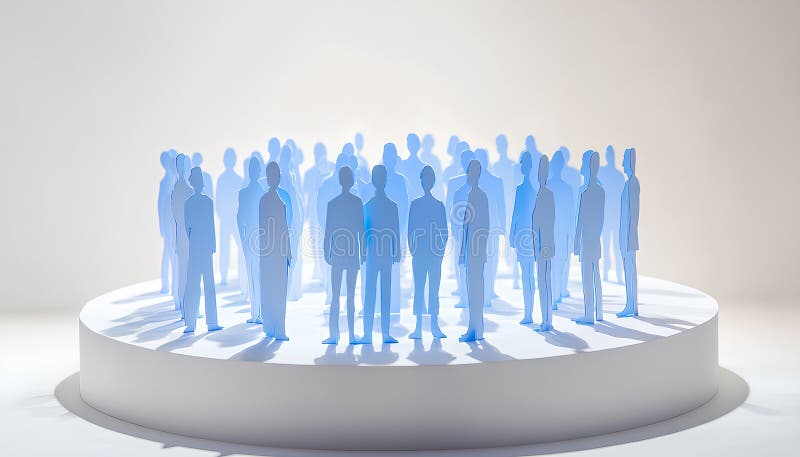 Three-dimensional Paper Cutouts of People in Blue Shades Form a Unity ...