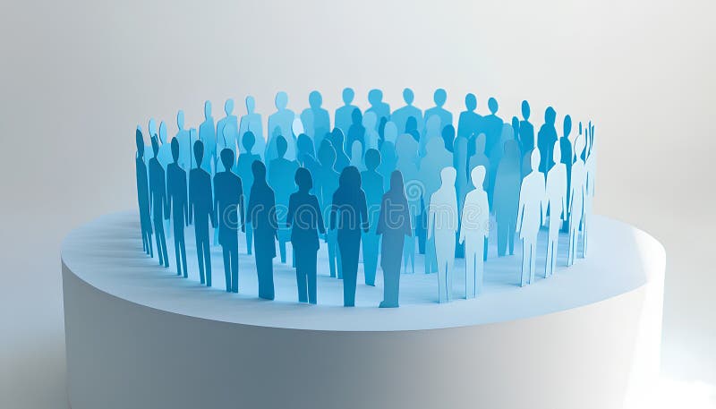 Three-dimensional Paper Cutouts of People in Blue Shades Form a Unity ...